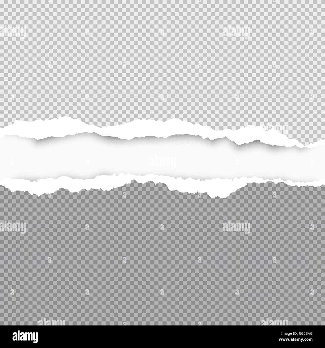 Ripped squared grey paper for text or message are on white background ...