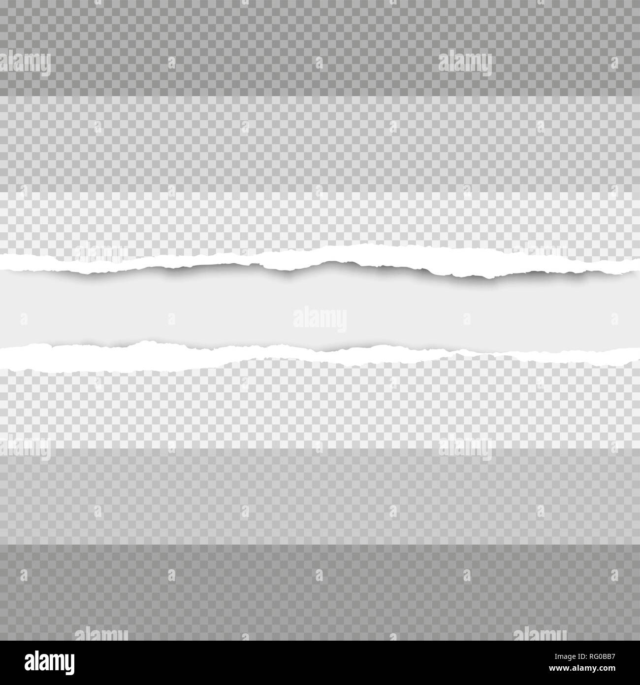 Ripped squared grey paper for text or message are on white background ...
