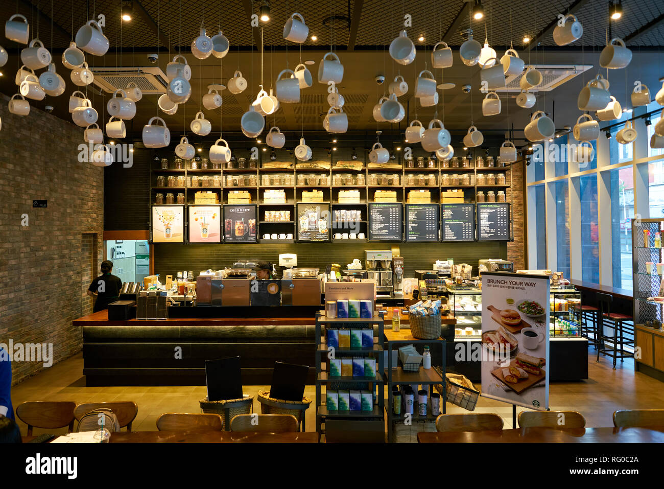 SEOUL, SOUTH KOREA - CIRCA MAY, 2017: inside Starbucks in Seoul ...