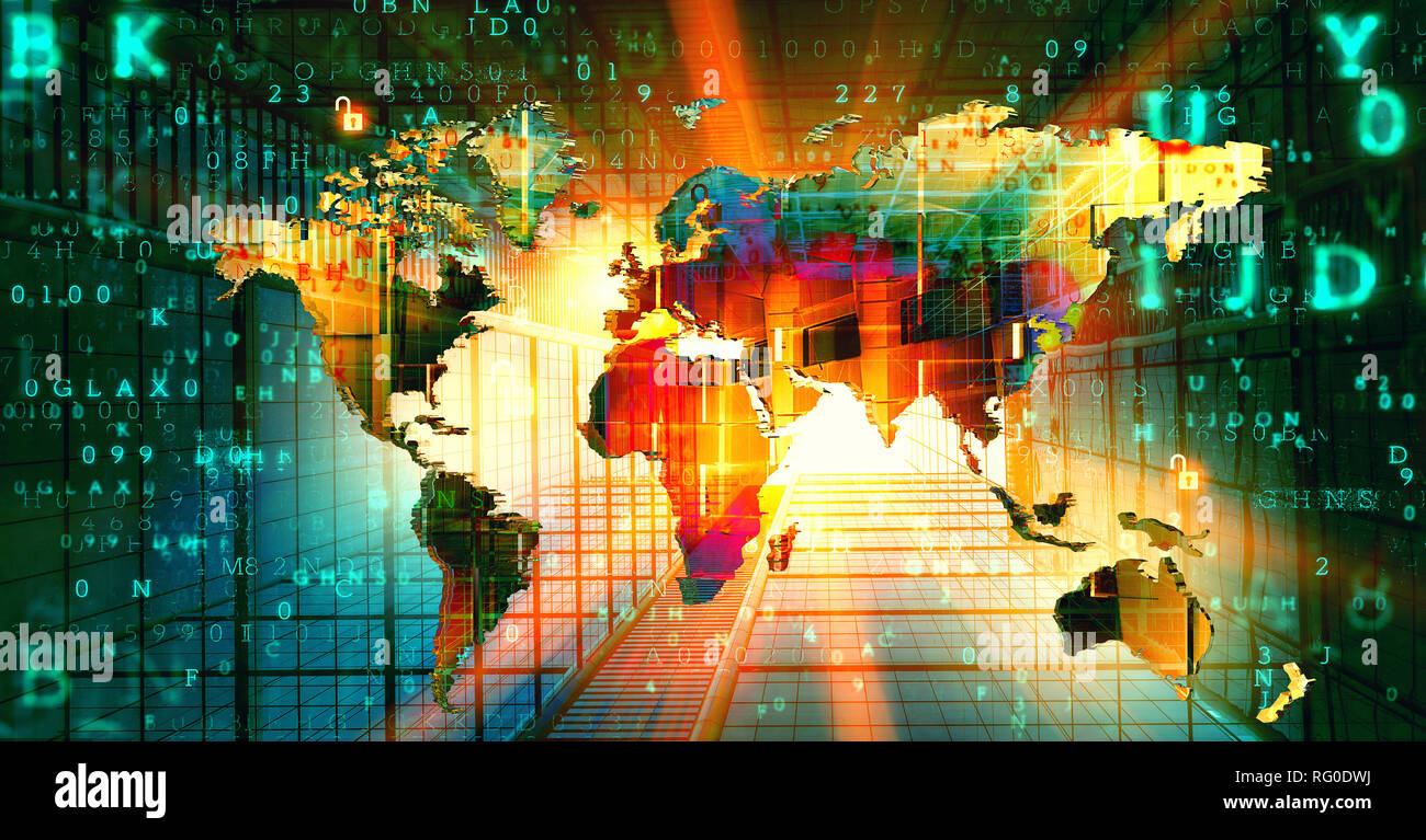 Glass world map as concept for globalization and connection. 3d ...