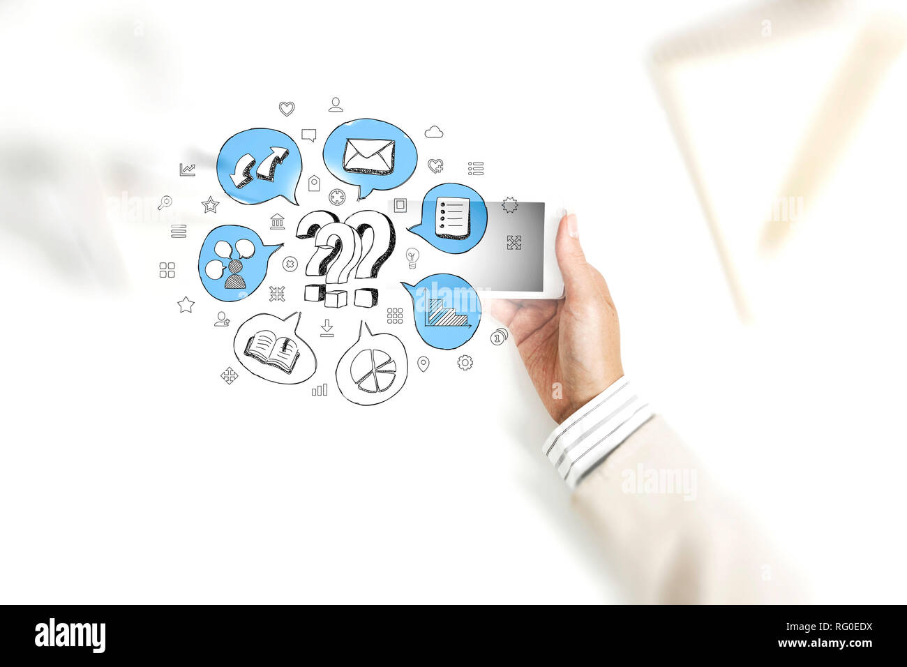 Woman hand using cell Cut Out Stock Images & Pictures - Alamy