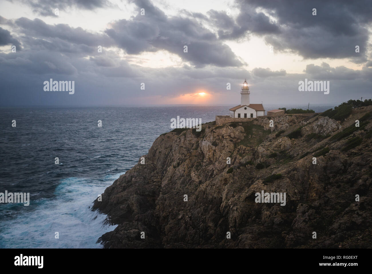 Far de Capdepera lighthouse on the island of Mallorca, Spain on a ...