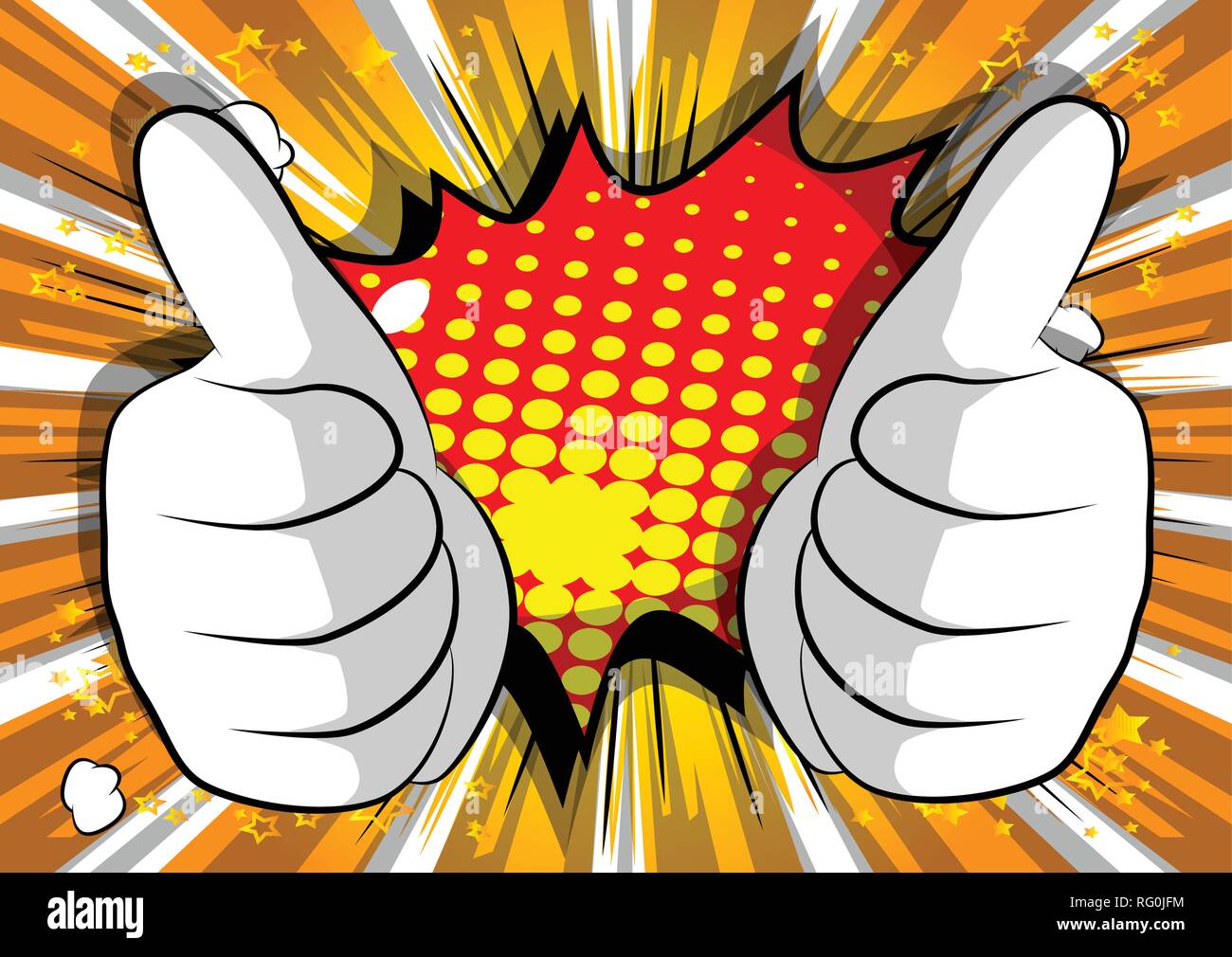 Vector cartoon hands making thumbs up sign. Illustrated hand expression ...