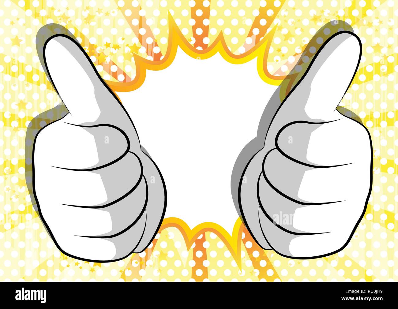 Vector cartoon hands making thumbs up sign. Illustrated hand expression ...