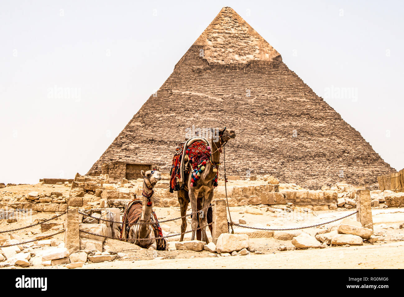 The Great Pyramids of Giza in the desert near Cairo in Egypt unesco ...