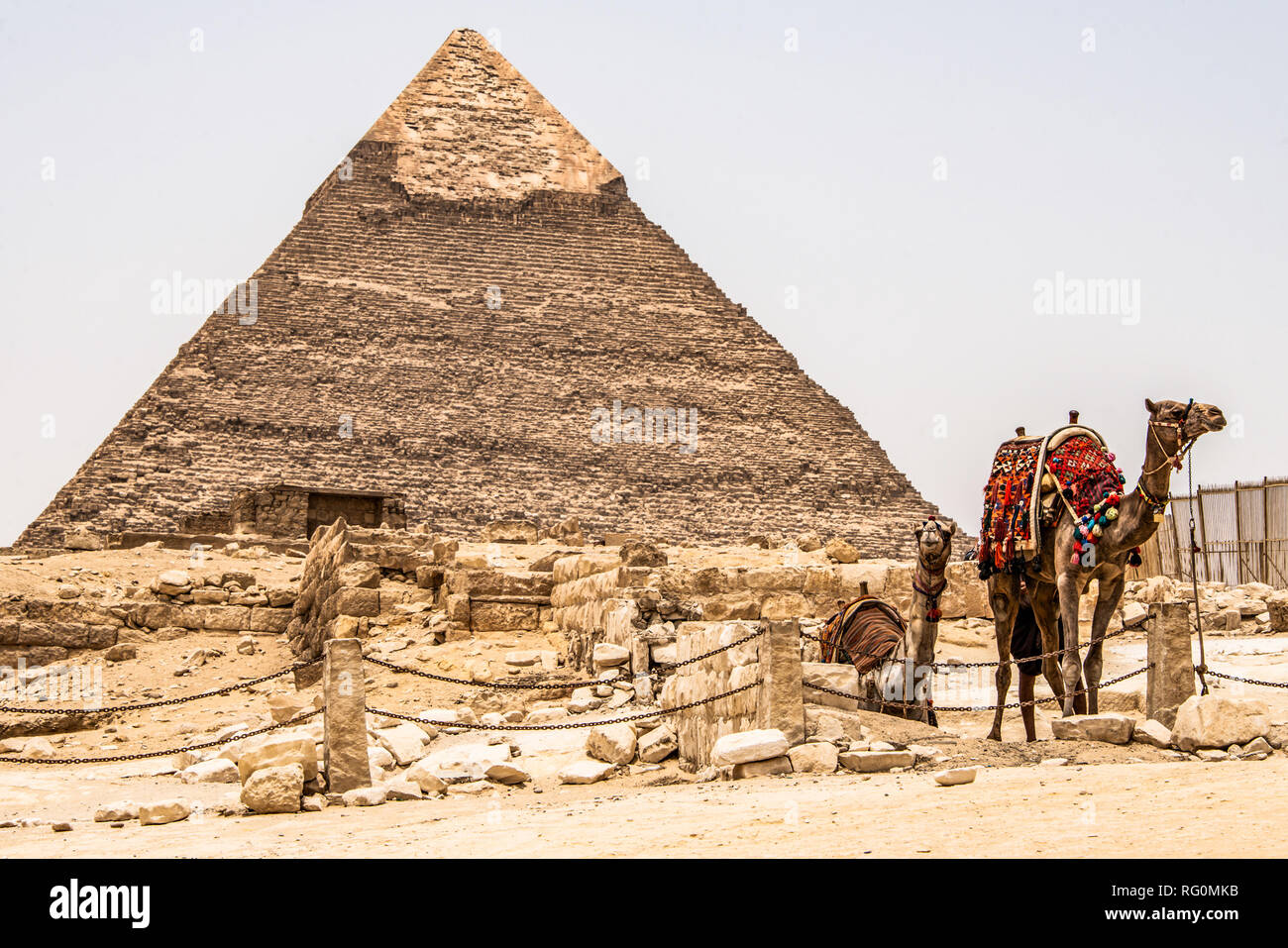 The Great Pyramids of Giza in the desert near Cairo in Egypt unesco ...