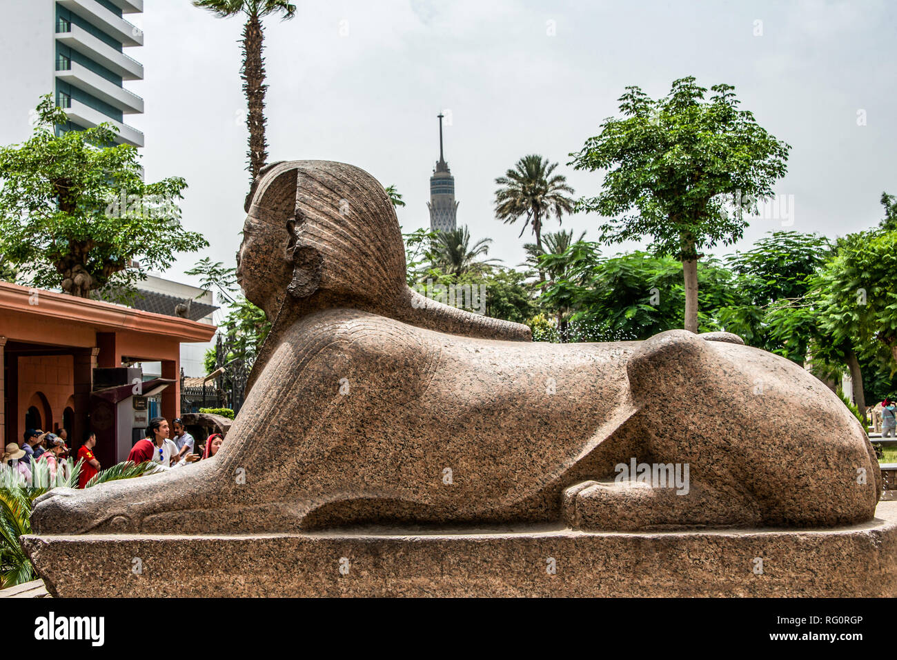 Sculpture in front of the EGYPT Cairo Tower, 187 metres tall concrete ...