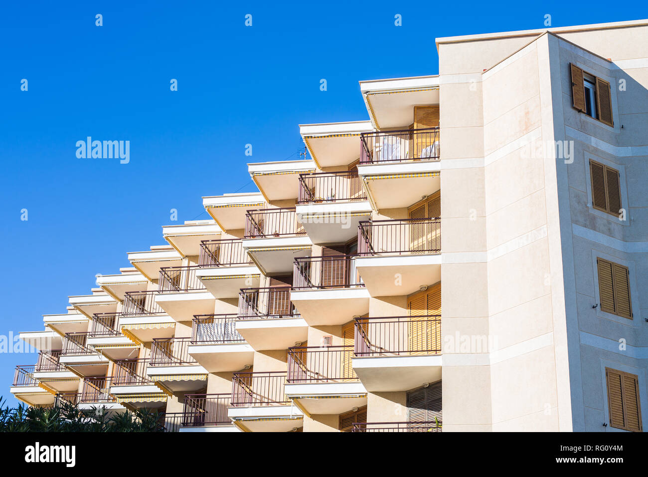 Hotel with balconies of the modern building Stock Photo - Alamy