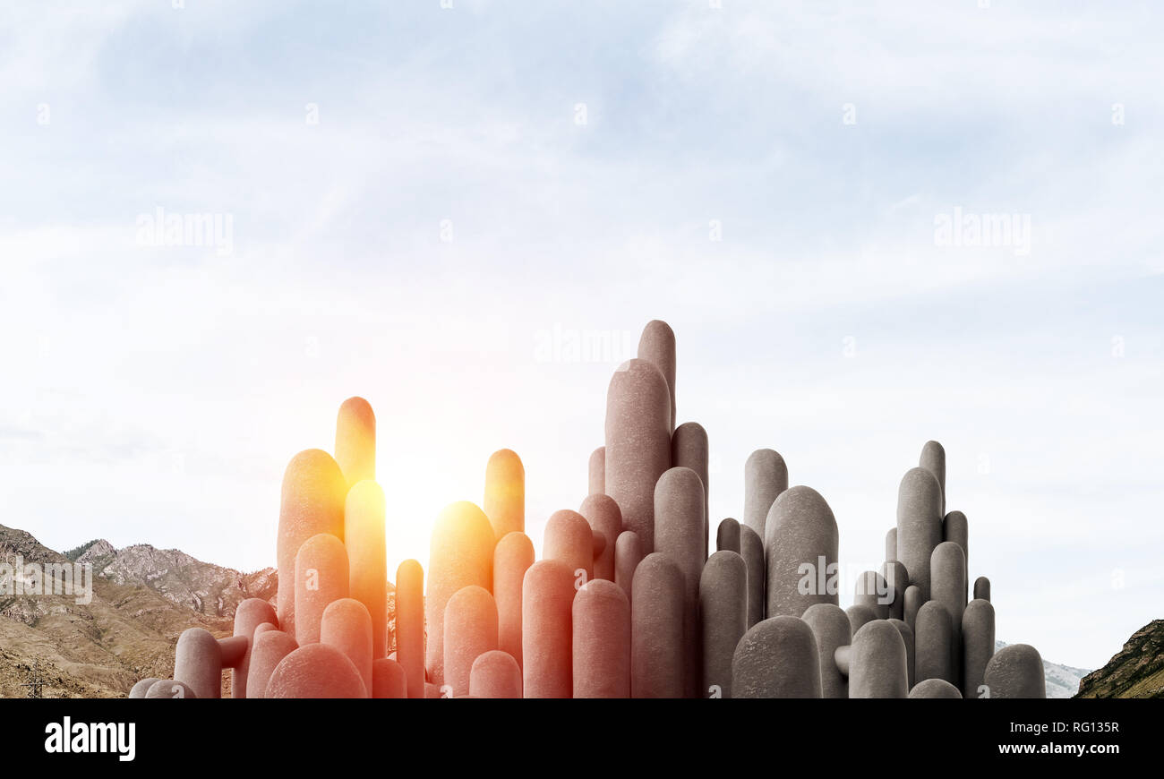 Multiple stone columns with breathtaking landscape Stock Photo - Alamy