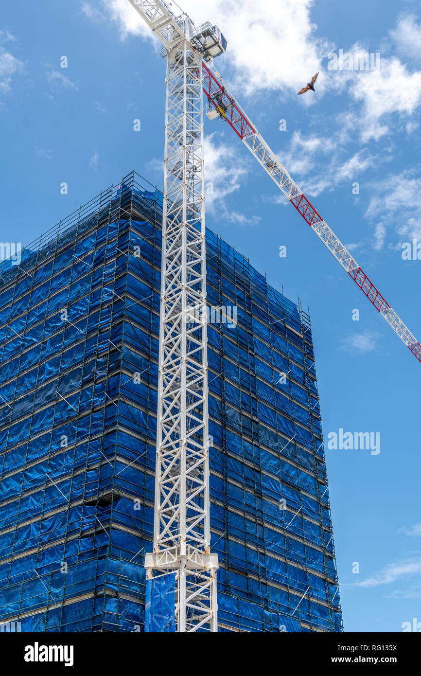 Generic construction site without branding showing a red and white ...