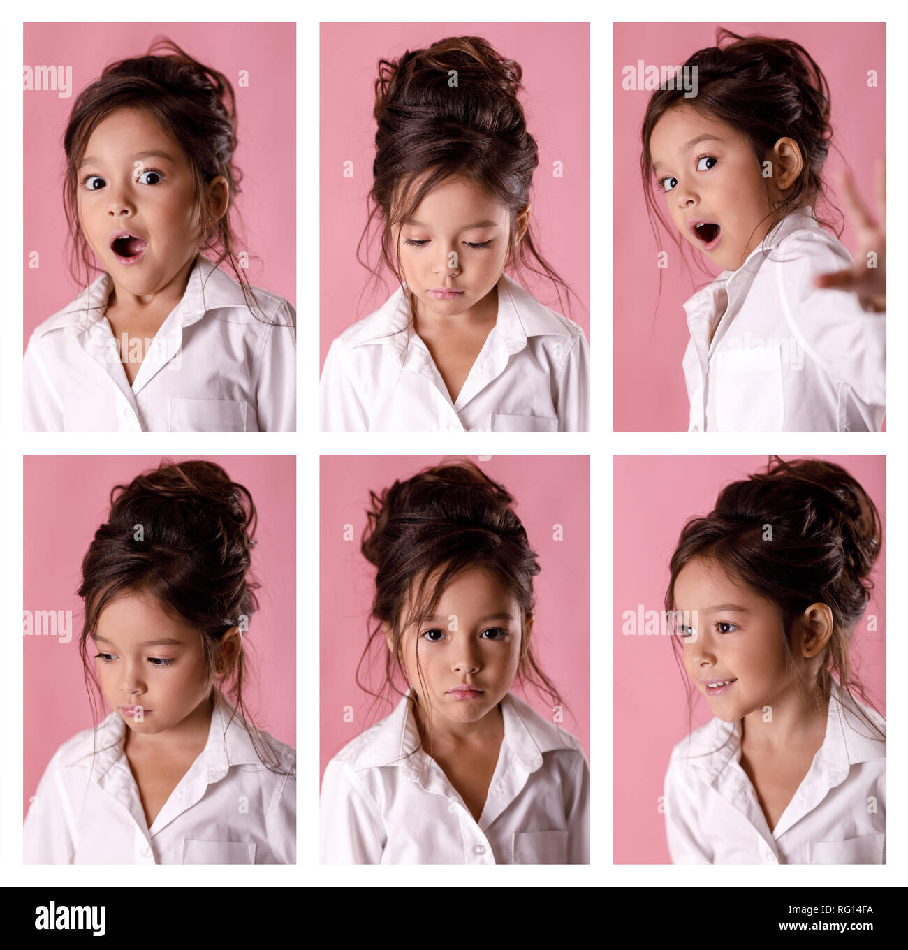 collage of portraits of little girl with different emotions Stock Photo ...
