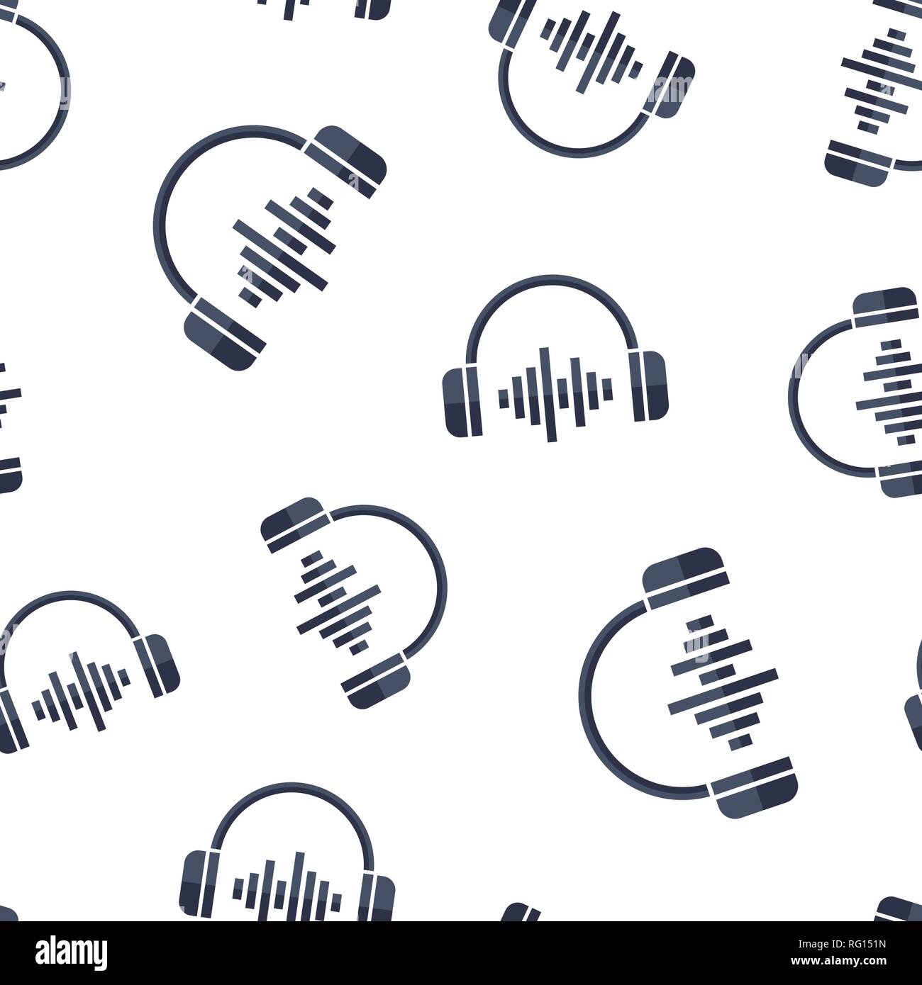 Headphone headset icon seamless pattern background. Headphones vector ...
