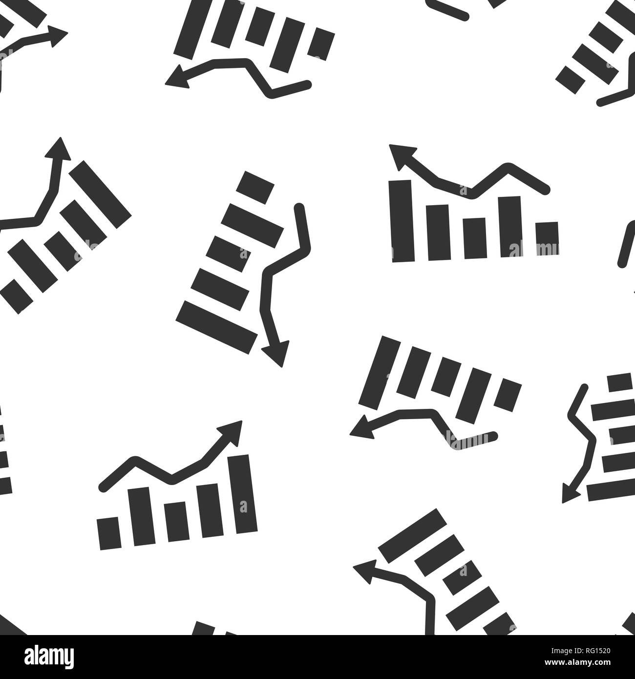 Growing bar graph icon seamless pattern background. Increase arrow ...