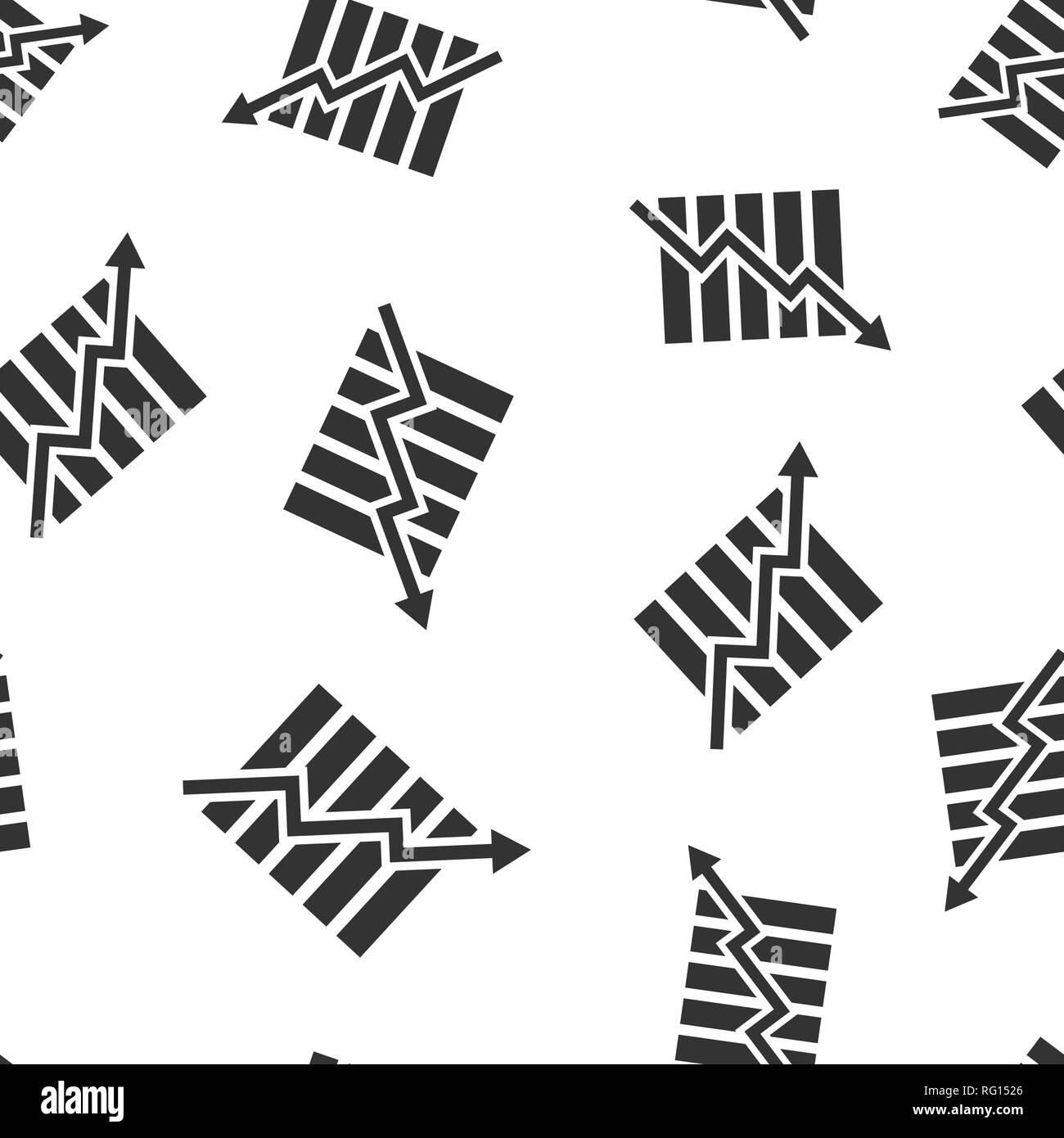 Growing bar graph icon seamless pattern background. Increase arrow ...