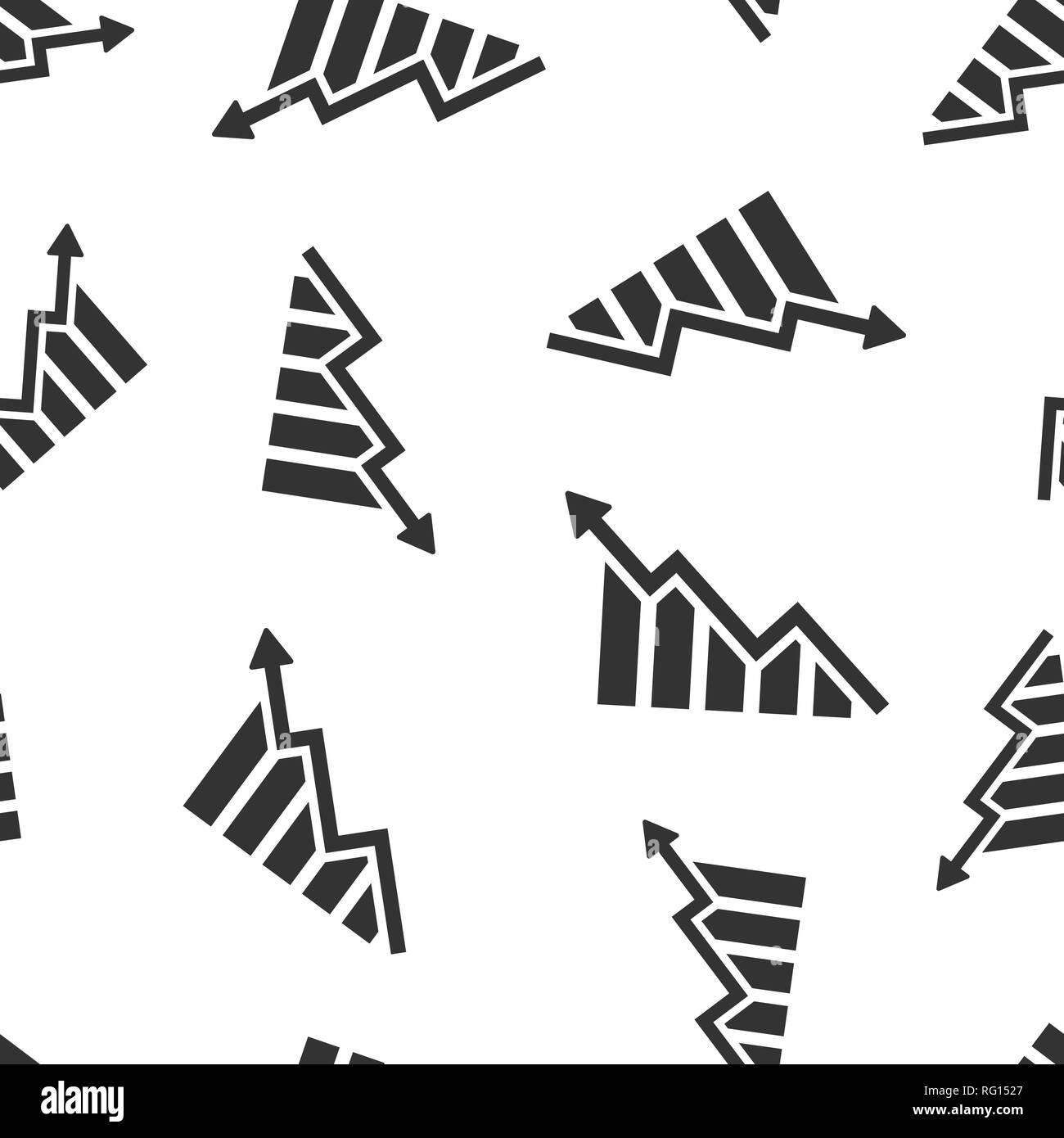 Growing bar graph icon seamless pattern background. Increase arrow ...