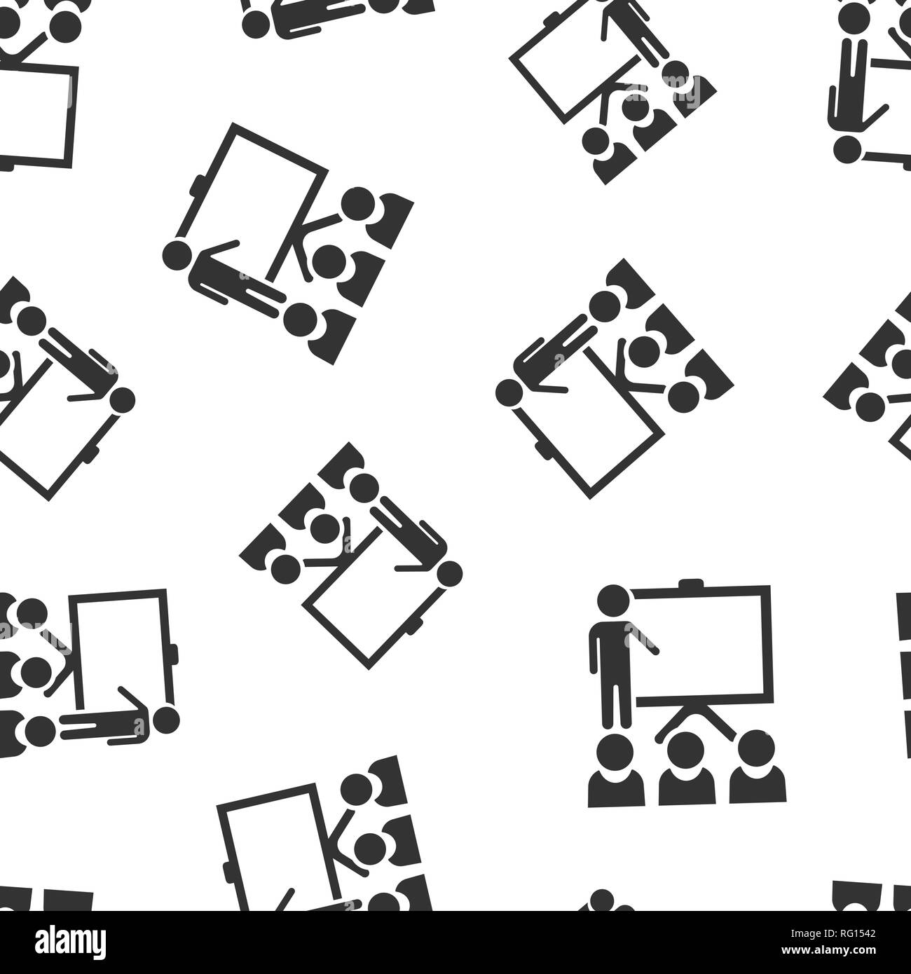 Training education icon seamless pattern background. People seminar ...