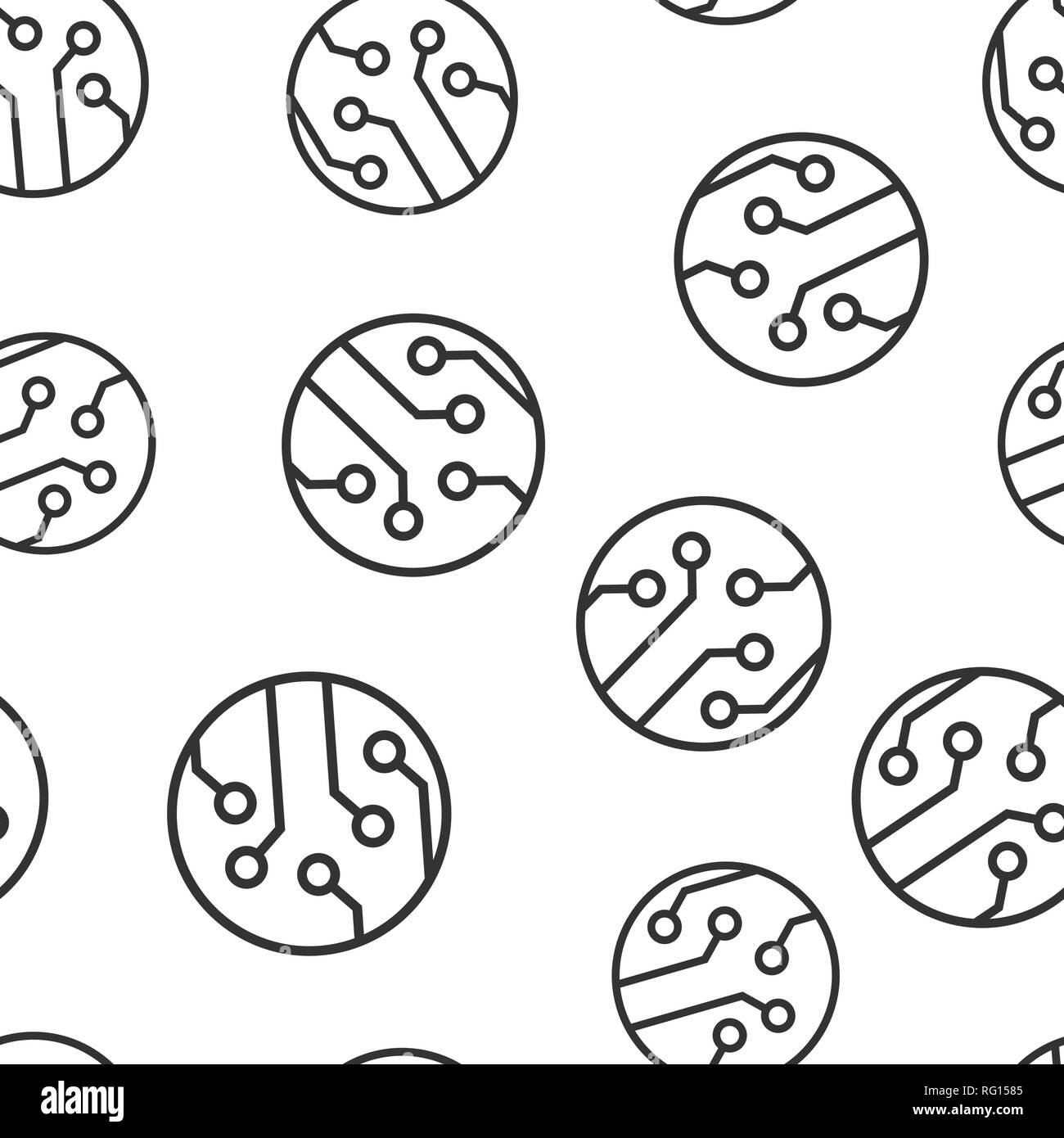 Circuit Board Icon Seamless Pattern Background Technology Microchip