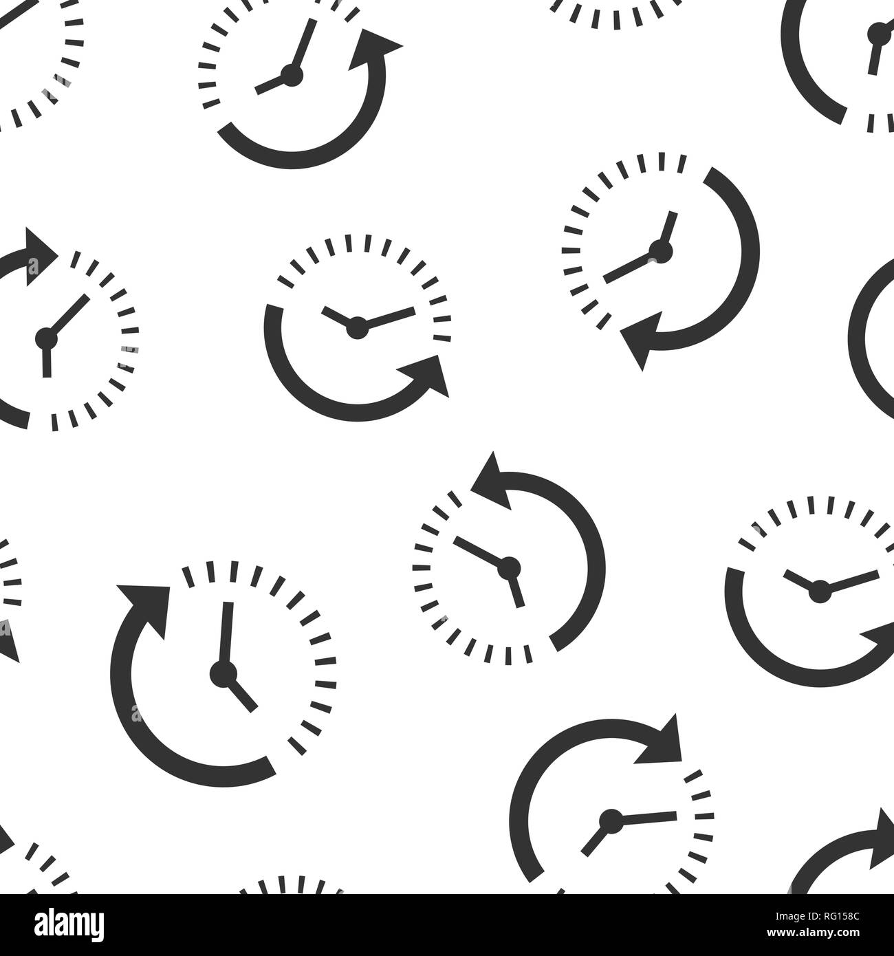 Clock countdown icon seamless pattern background. Time chronometer ...