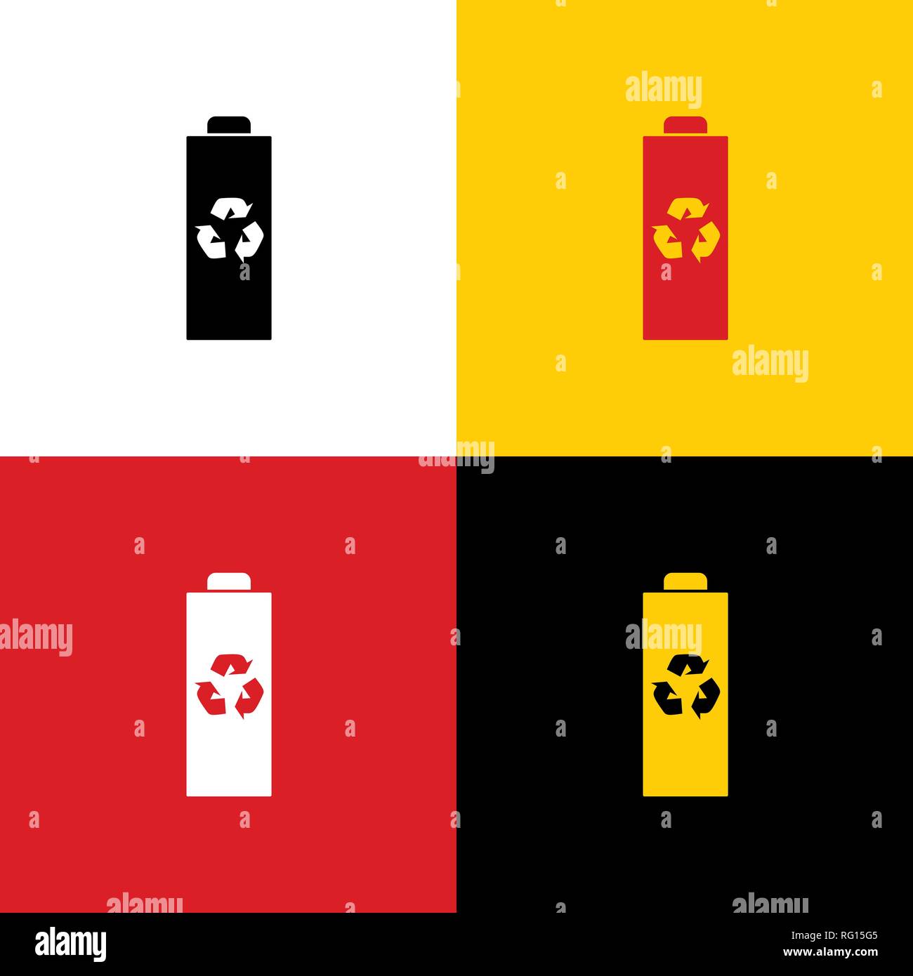 Battery recycle sign illustration. Vector. Icons of german flag on ...