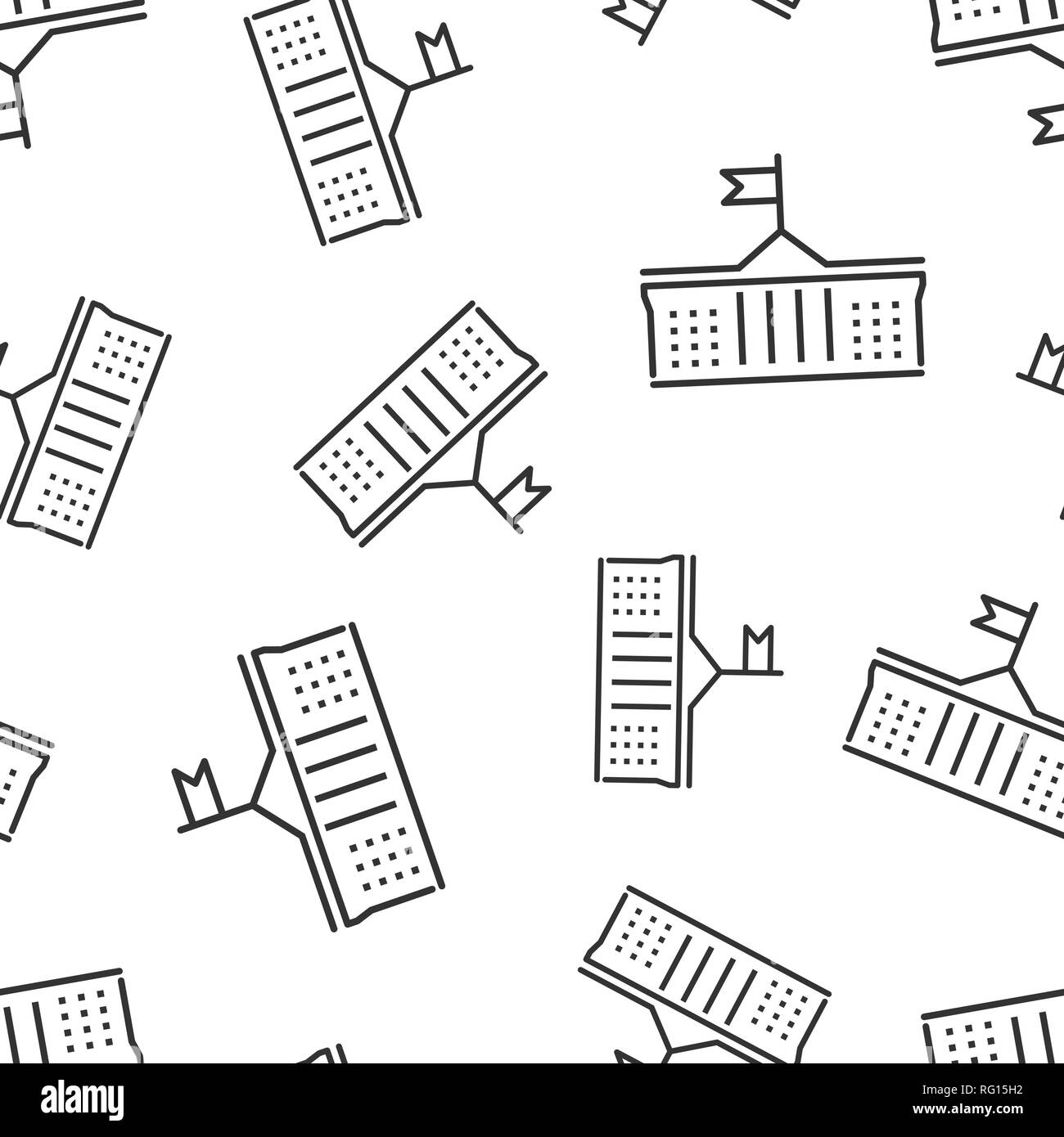 Bank building icon seamless pattern background. Government architecture ...
