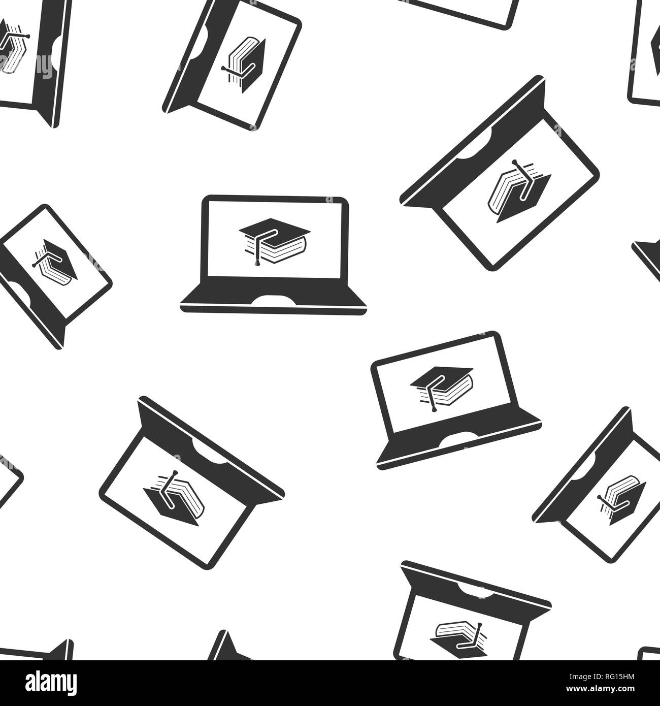 Elearning education icon seamless pattern background. Study vector ...