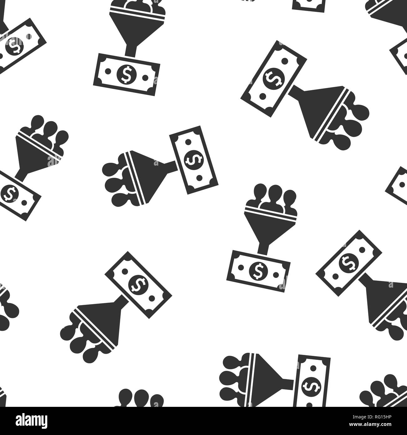 Lead management icon seamless pattern background. Funnel with people ...