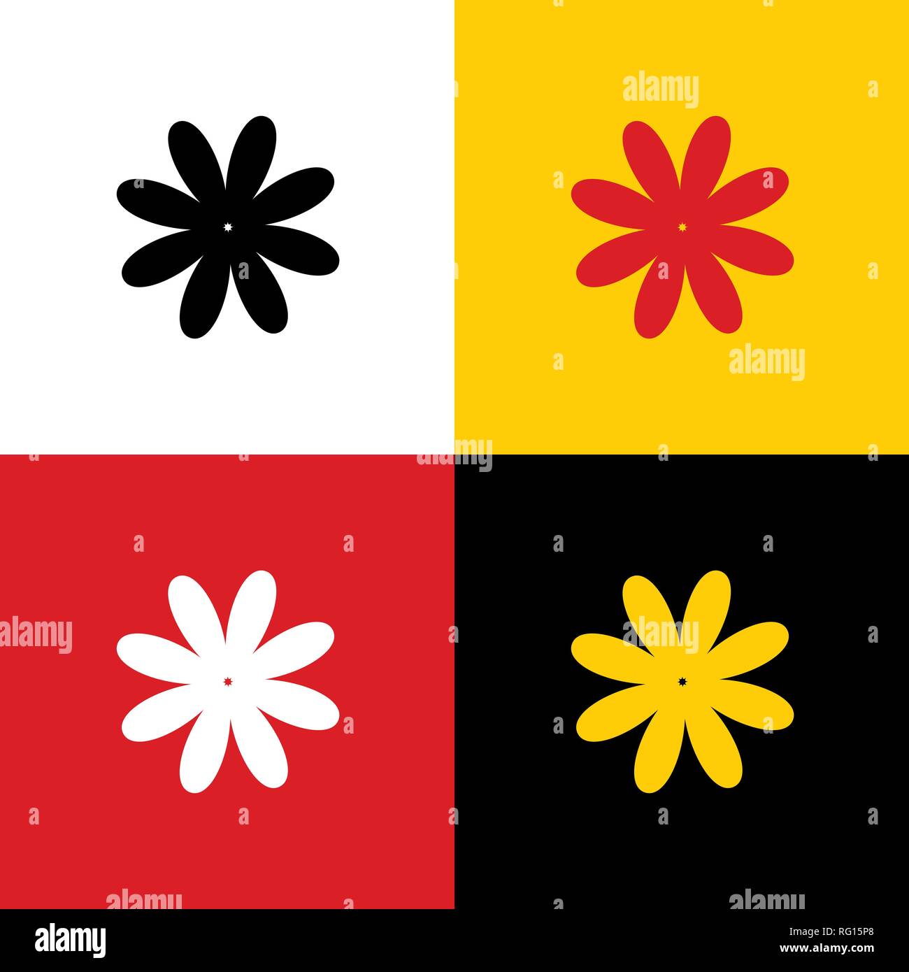 Flower sign illustration. Vector. Icons of german flag on corresponding ...