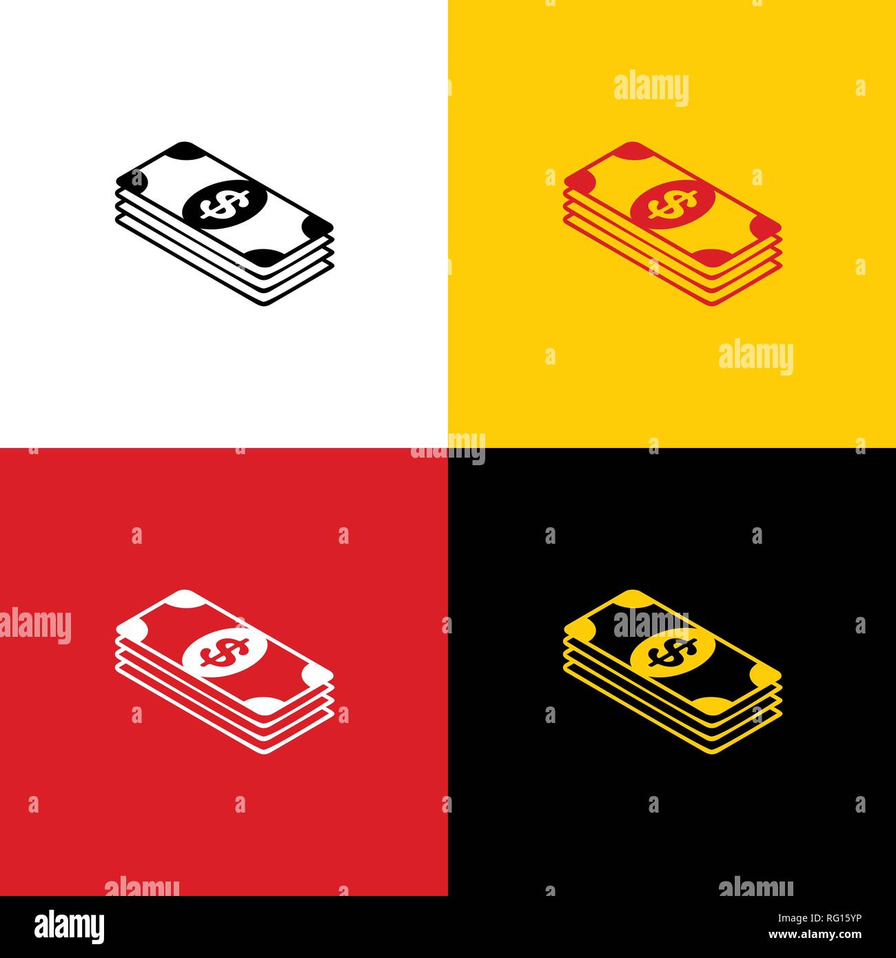 Bank Note dollar sign. Vector. Icons of german flag on corresponding ...