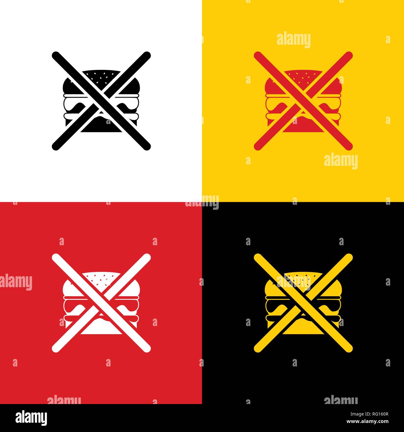 No burger sign. Vector. Icons of german flag on corresponding colors as ...