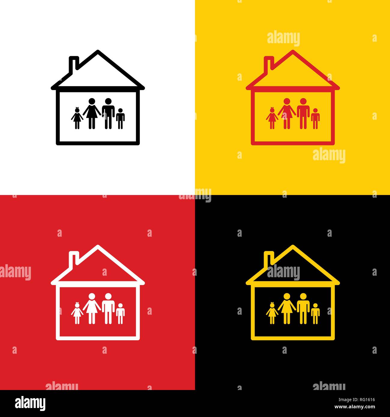 Family sign illustration. Vector. Icons of german flag on corresponding ...