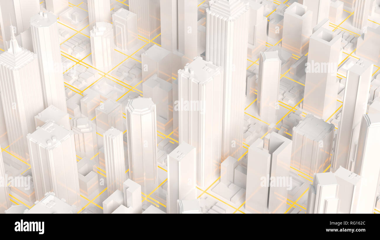 Techno mega city skyscrapers. Urban and futuristic technology concepts ...