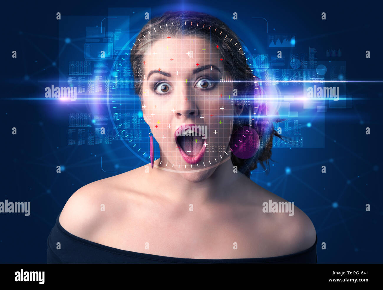 Biometric Verification Woman Face Detection High Technology Concept