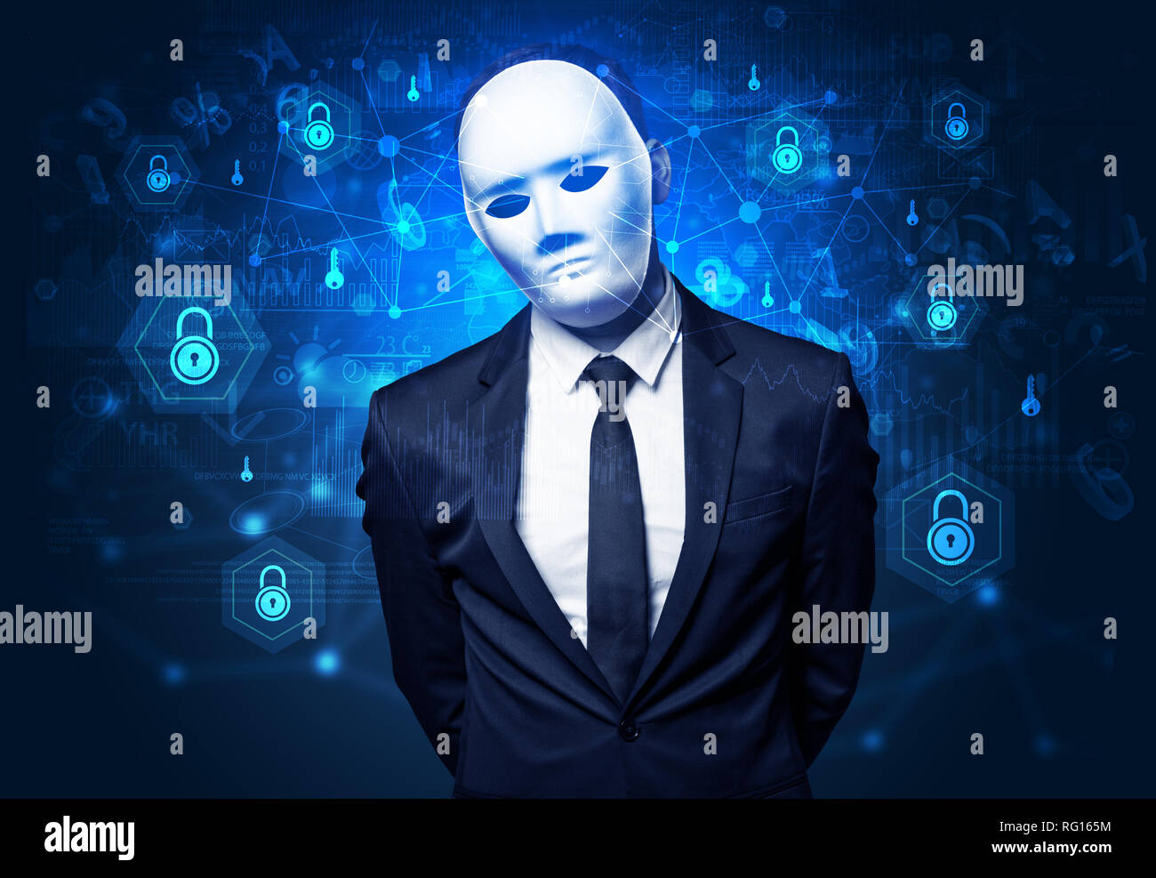 Facial security recognition concept with mesh and locks Stock Photo - Alamy