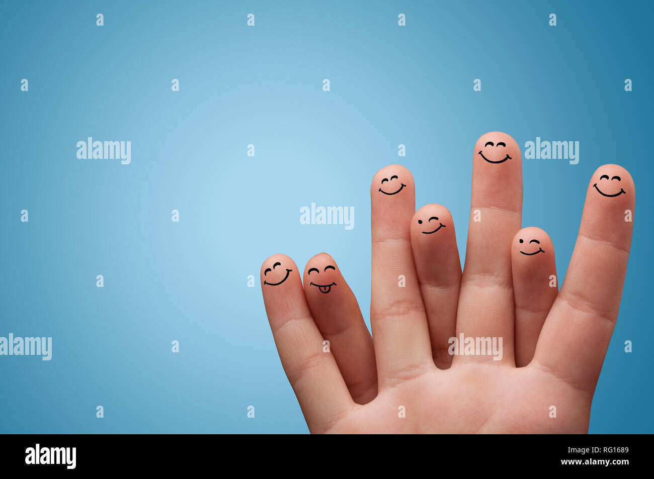 Happy face fingers hugs each other Stock Photo - Alamy