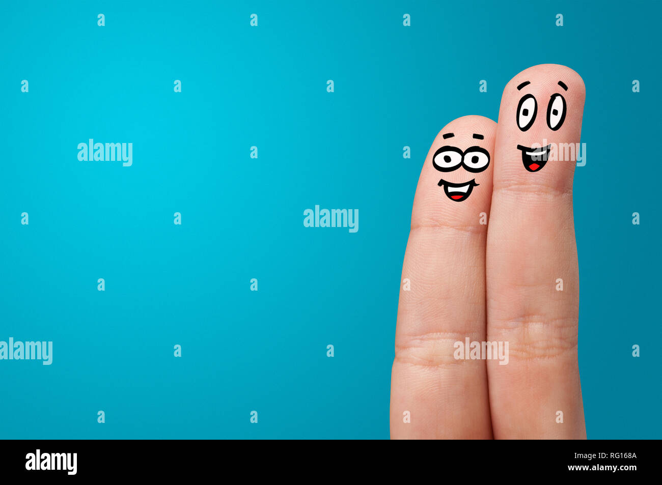 Happy face fingers hug each other Stock Photo - Alamy