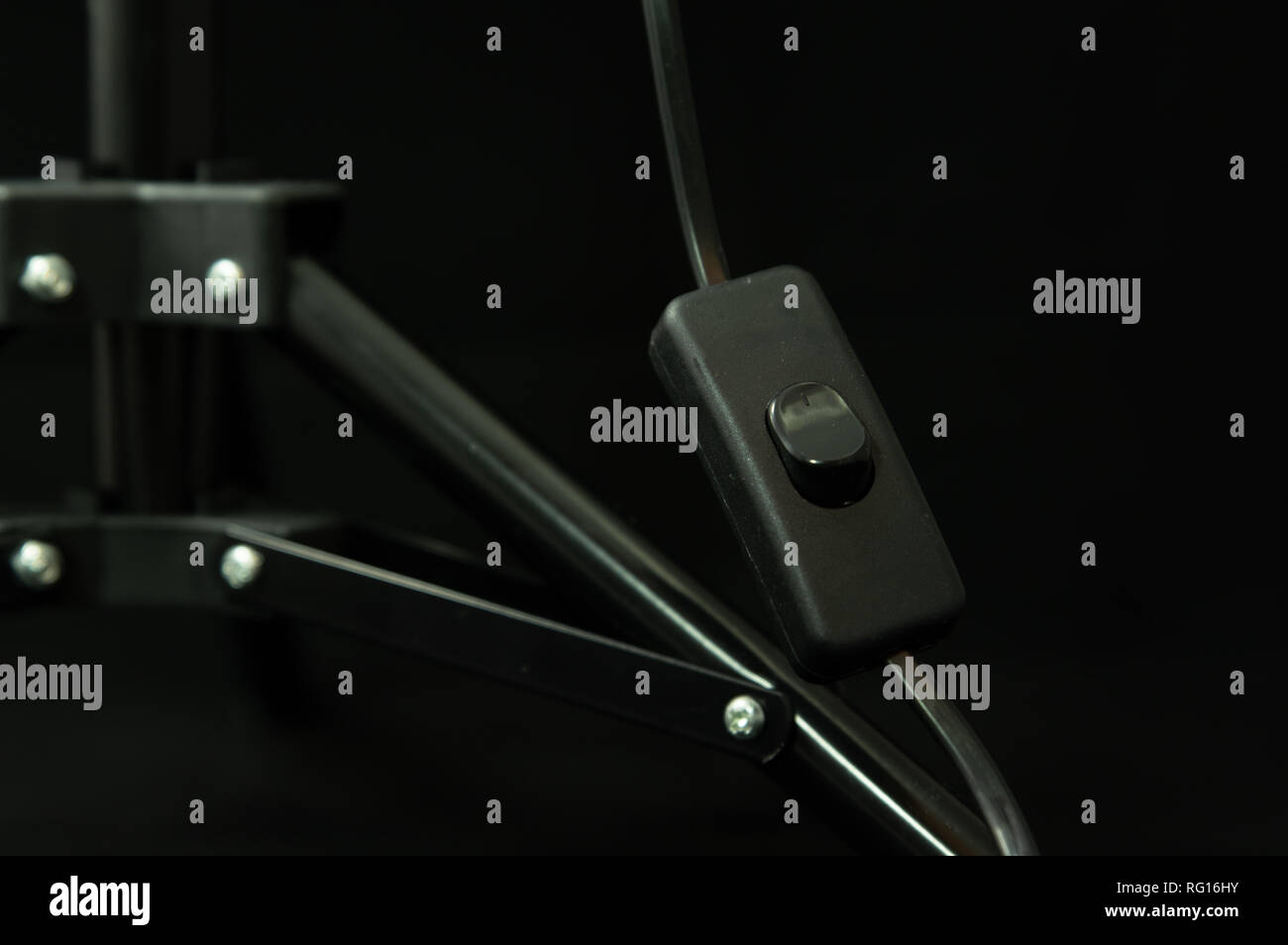 black photography table lamp switch on black background isolated Stock ...