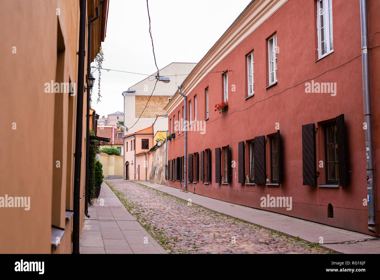Pedestrian street in the old town of Vilnius, capital of Lithuania ...
