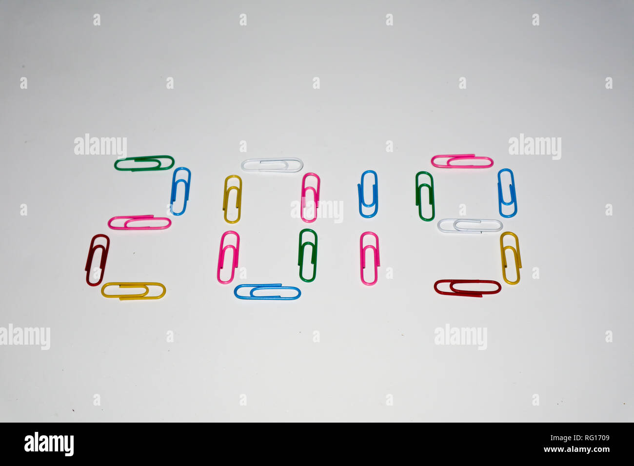 colorful 2019 sign in white background Stock Photo - Alamy