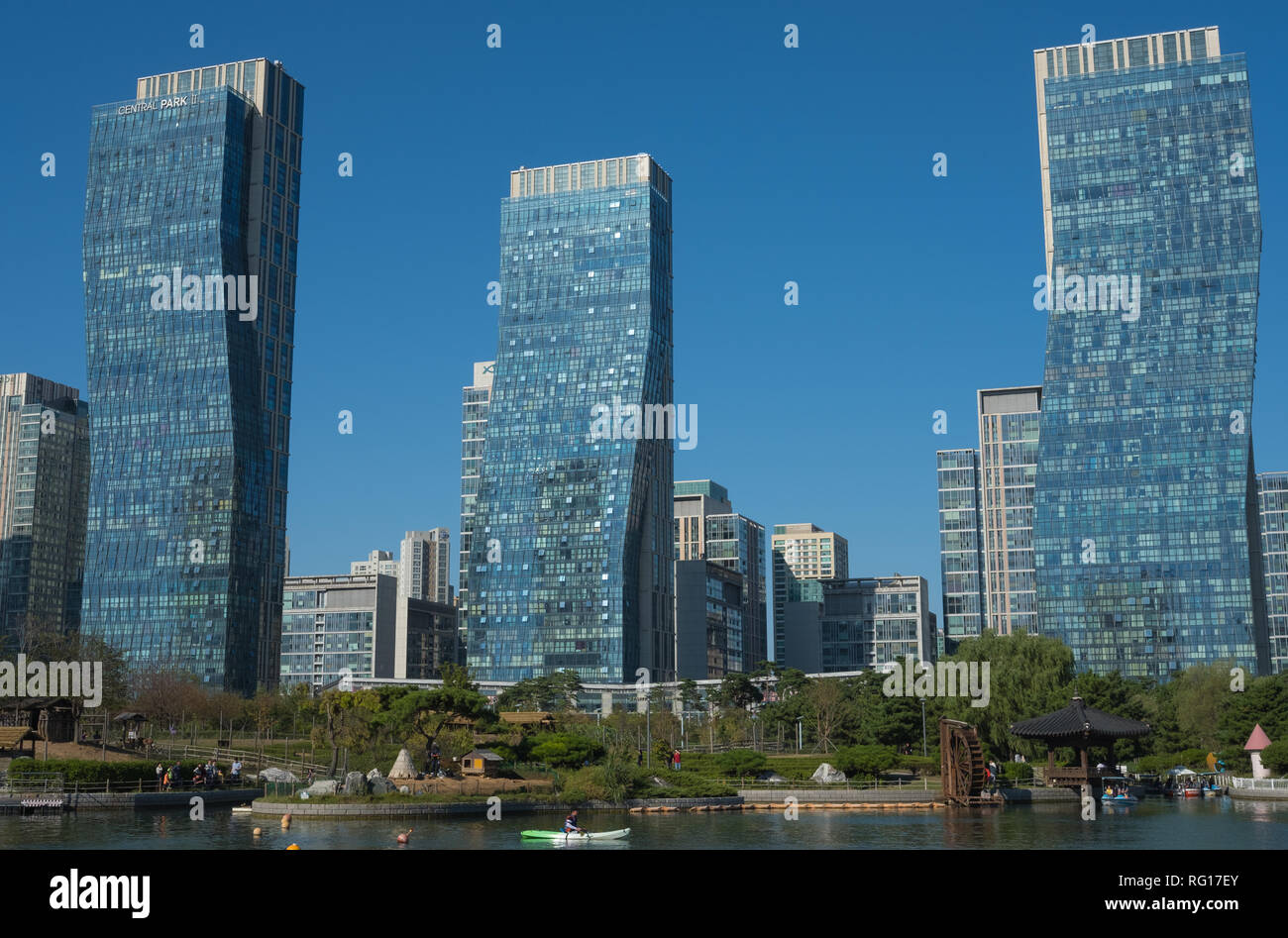 The view of high-rise buildings from Songdo Central Park, Songdo-dong ...