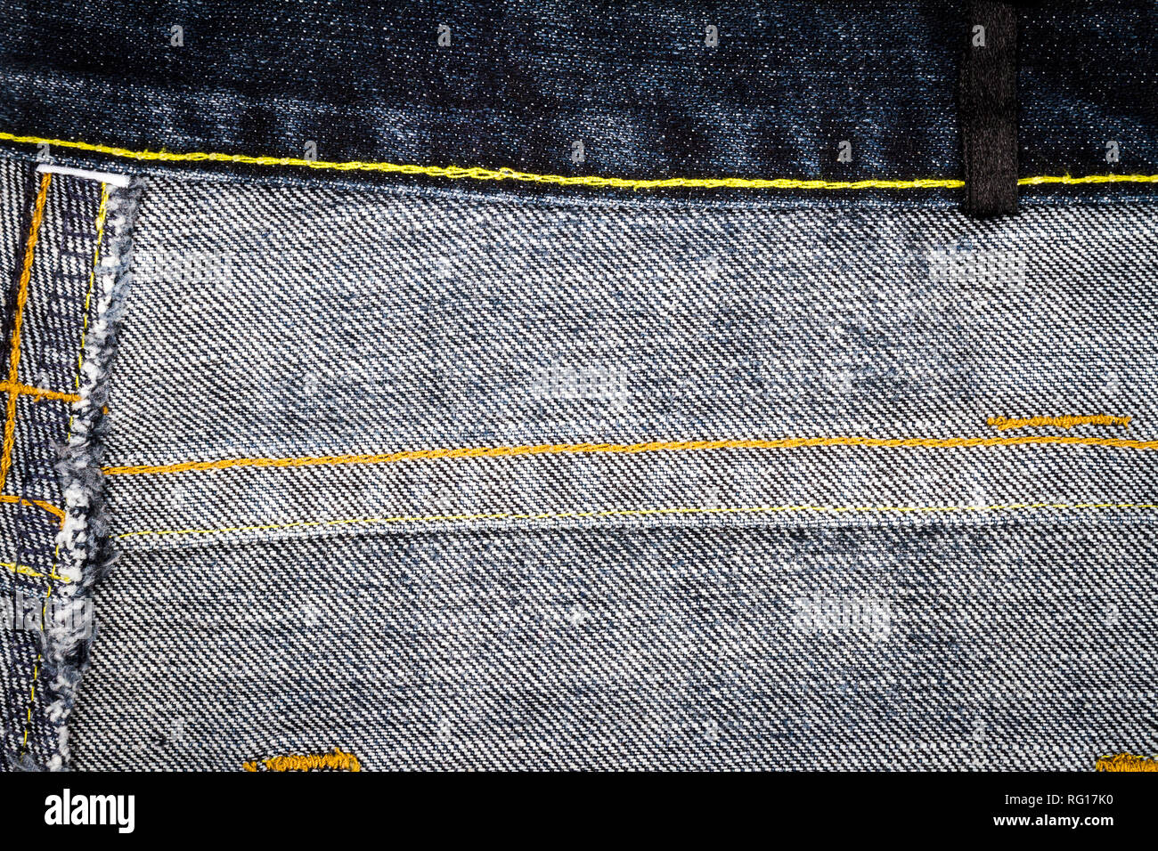 Wrong side of jeans fabric with back seam Stock Photo - Alamy