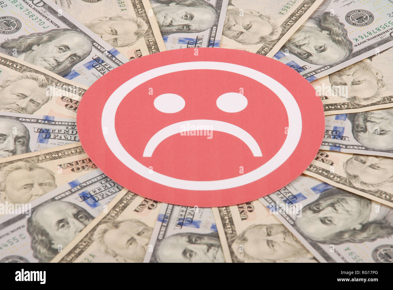 Sad smile faces on mandala kaleidoscope from money. Abstract money ...