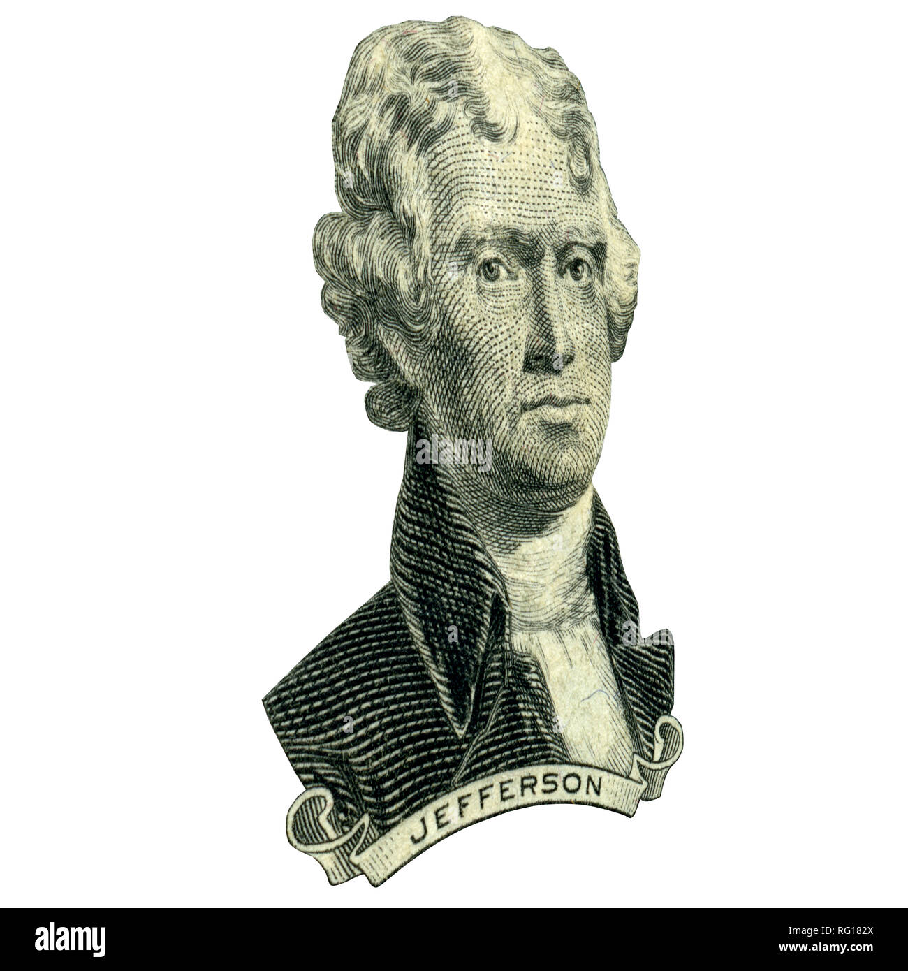 Portrait of former U.S. president Thomas Jefferson as he looks on two ...