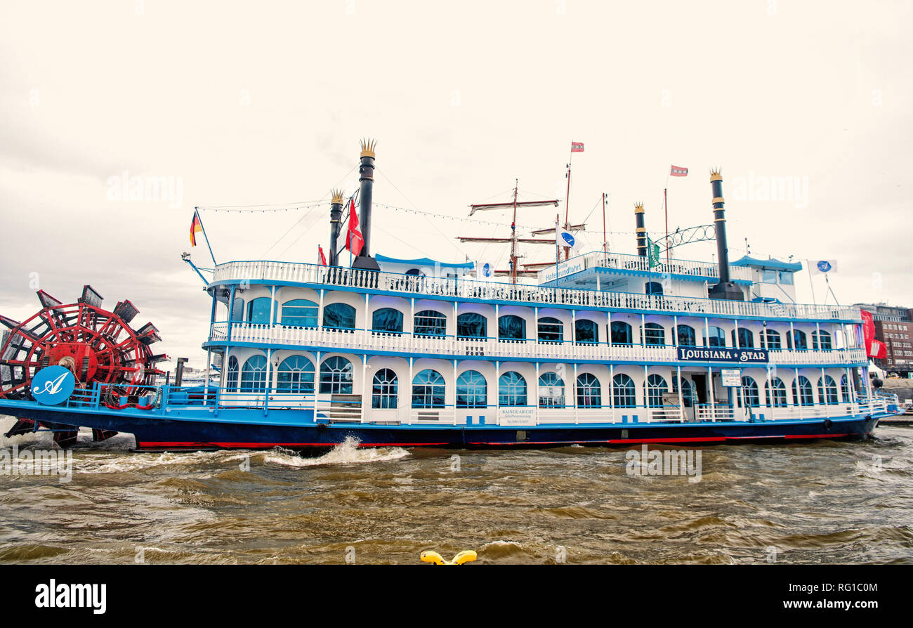 Hamburg, Germany - September 07, 2017: old ship float on water in city ...