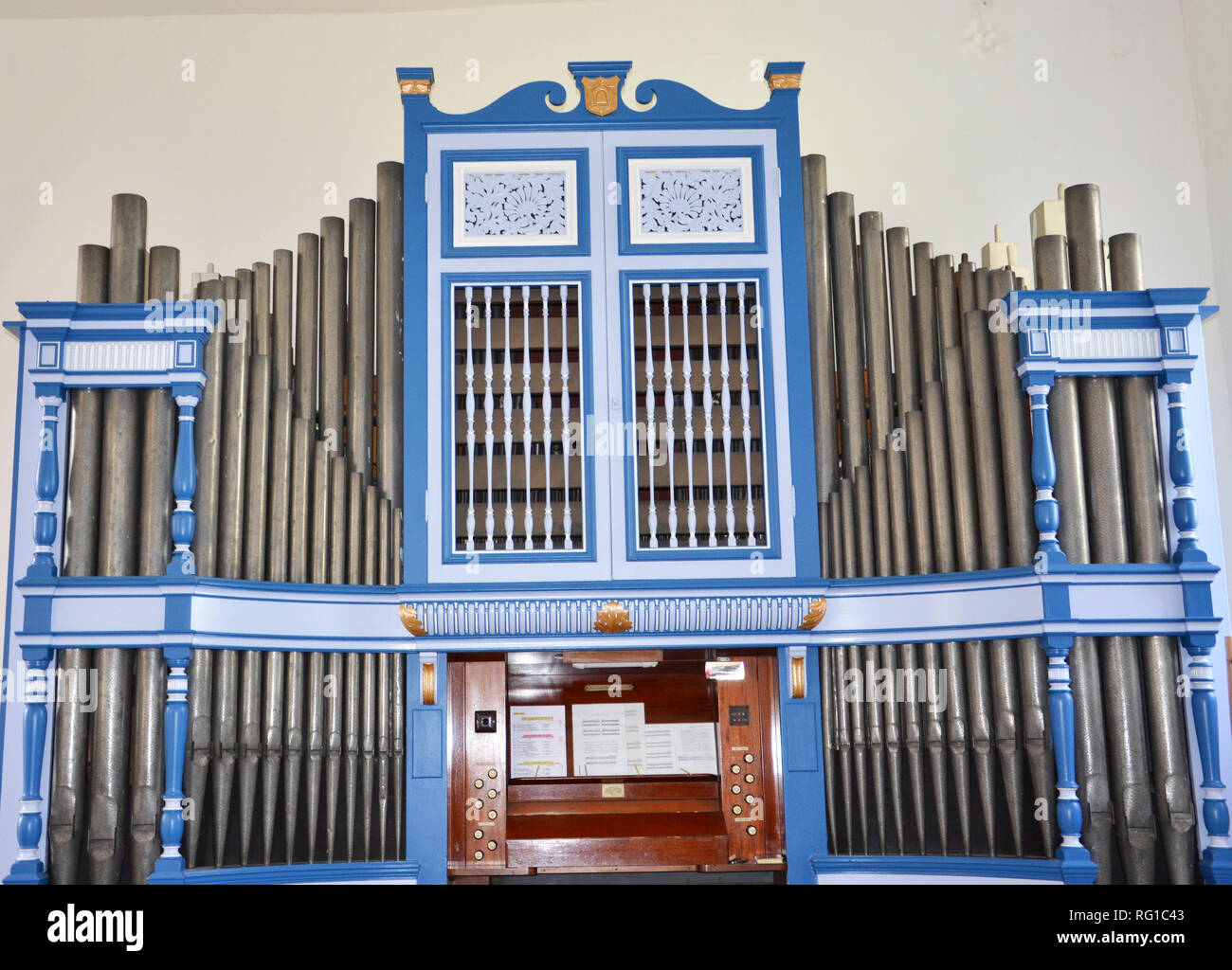 Blue Church Organ Stock Photo - Alamy