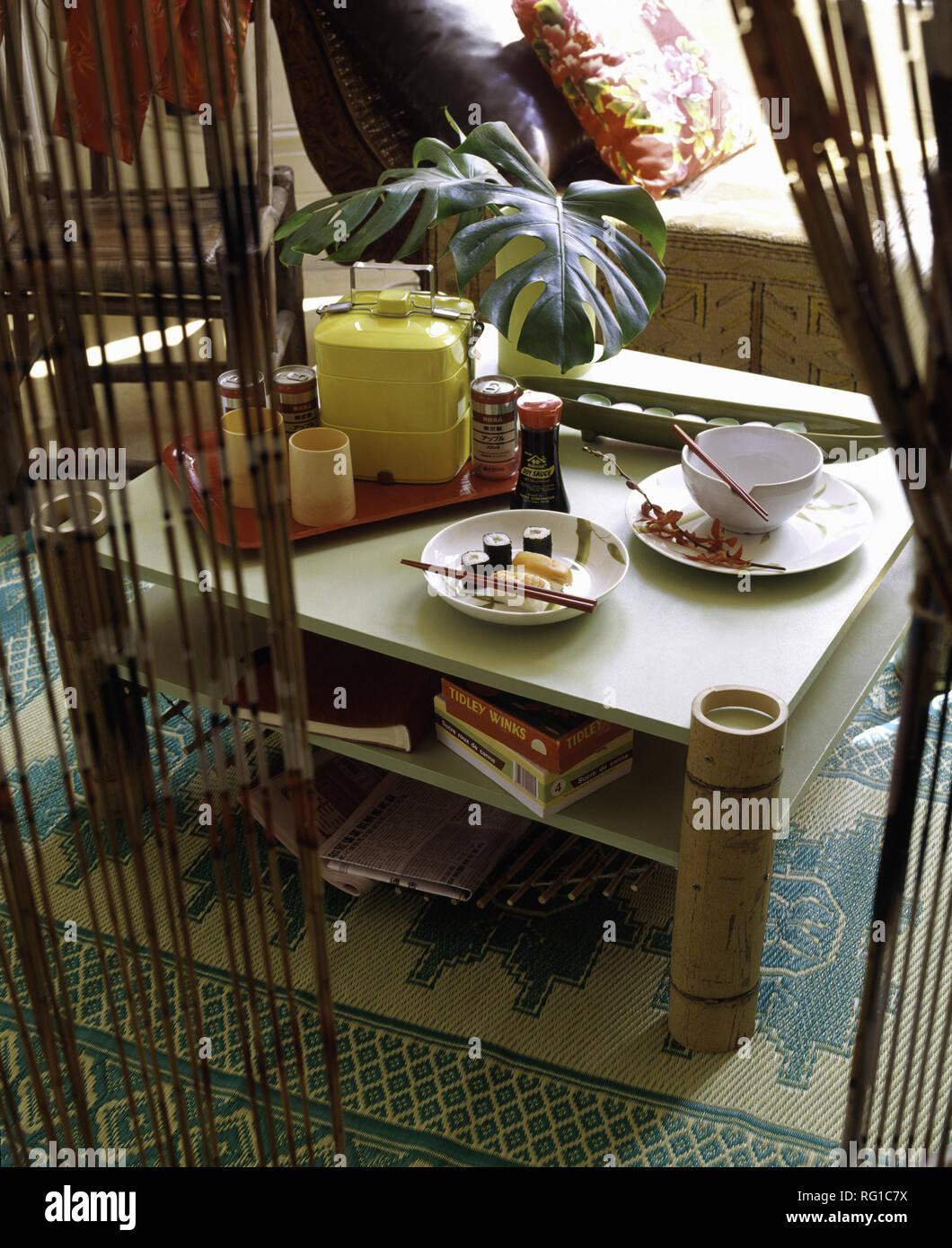 Japanese style food on low table Stock Photo - Alamy