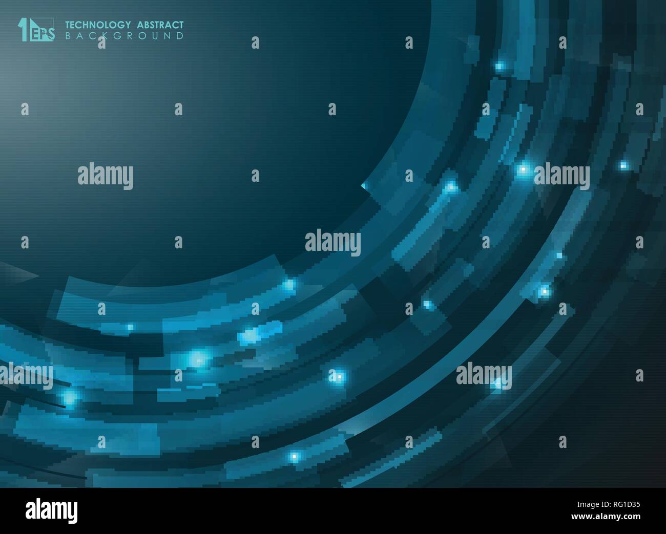 Abstract gradient blue futuristic stripe curve lines. Technology ...