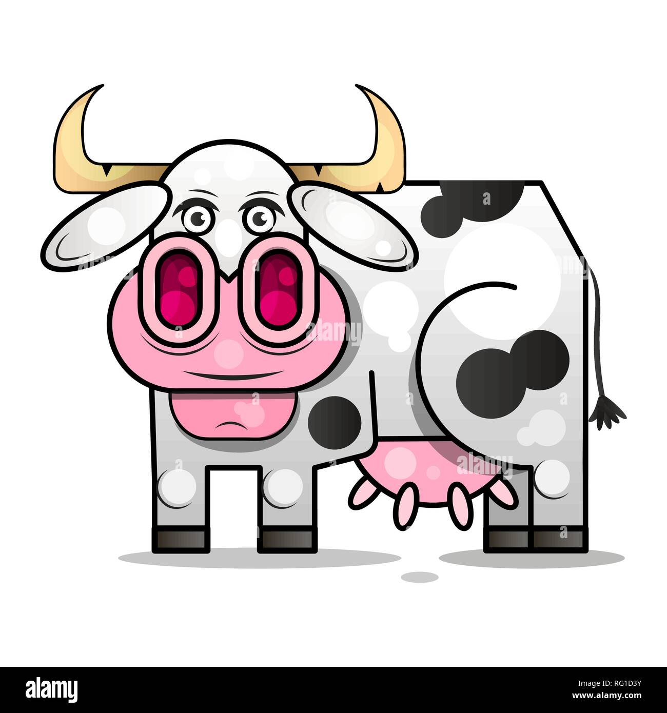 Cute cartoon cow with pink udder vector logo on white background Stock ...