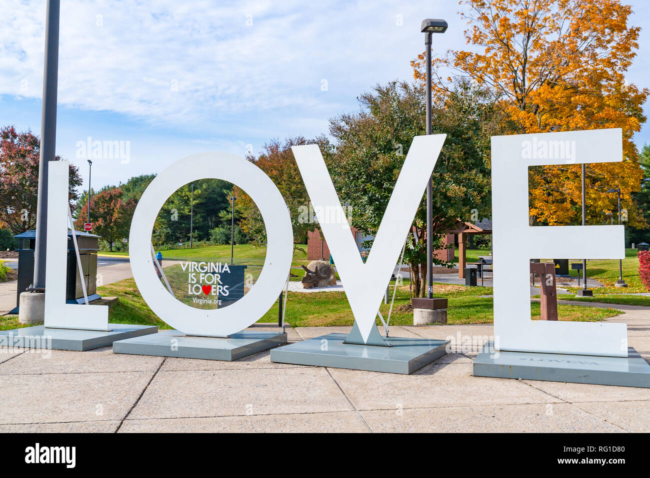 Clear Brook, VA - November 1, 2018: LOVE sculpture at the Clear Brook ...
