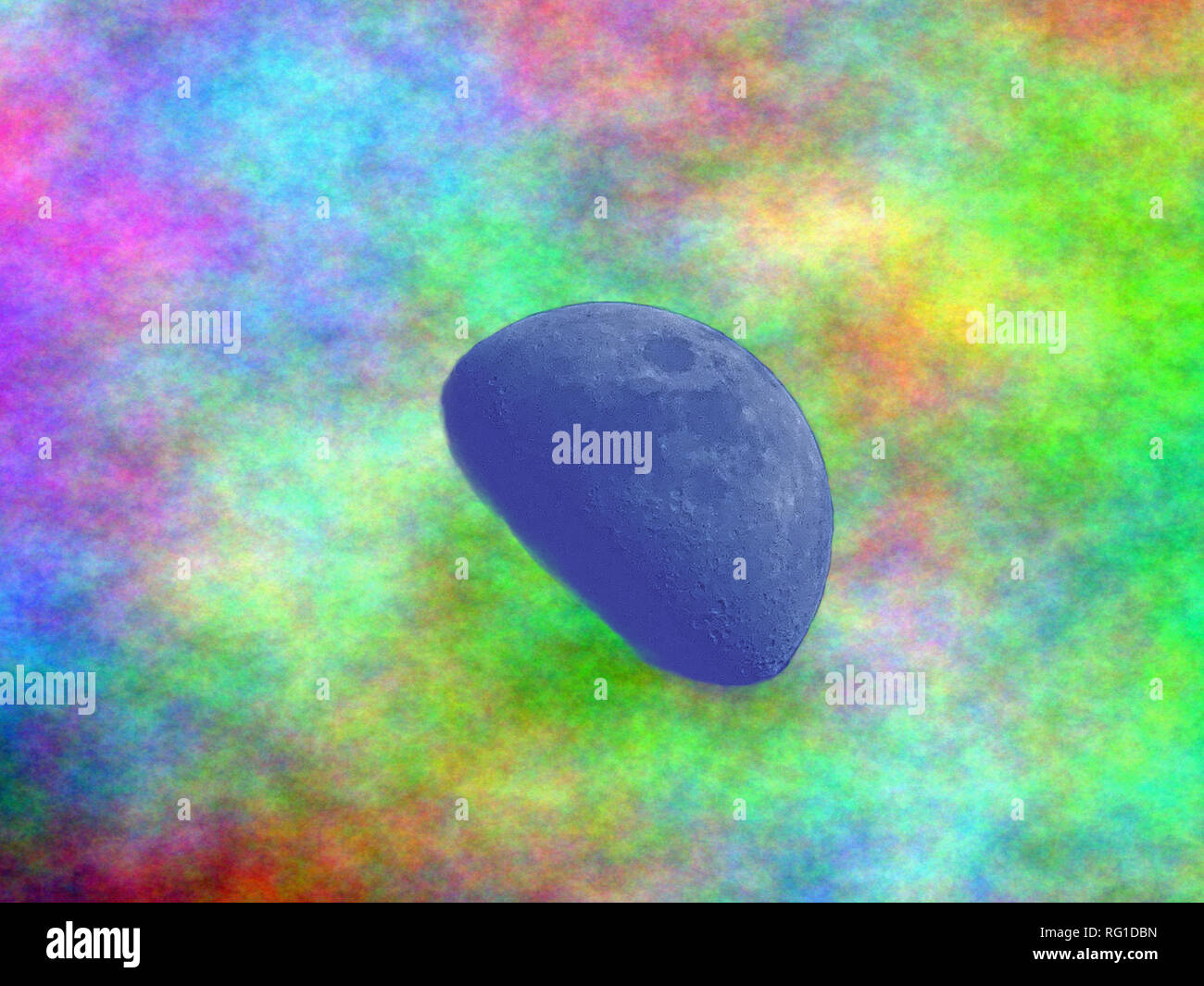 half-moon in colorful fog Stock Photo - Alamy
