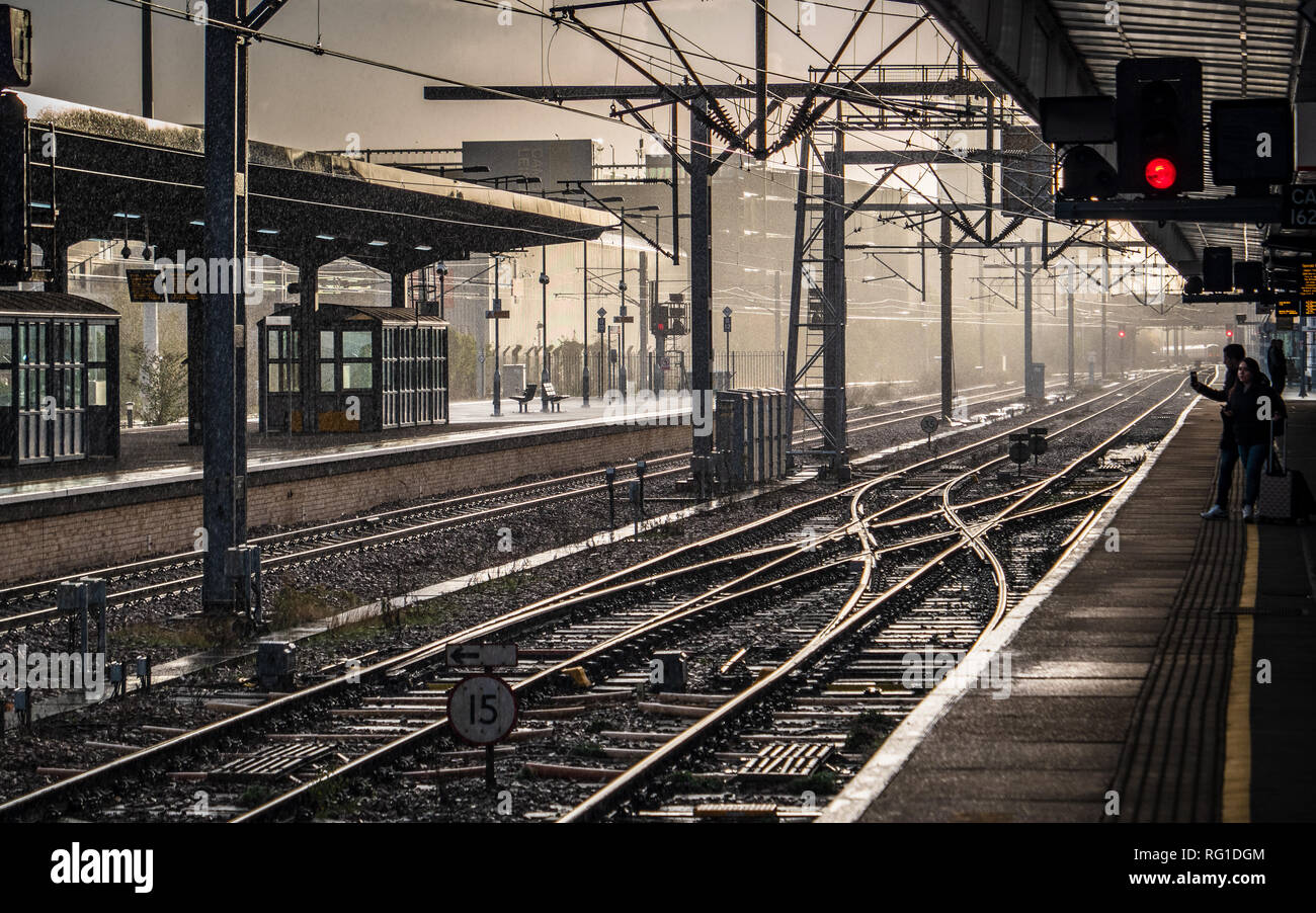 Cambridge Train Station Rain Storm - Cambridge Station in a sudden ...